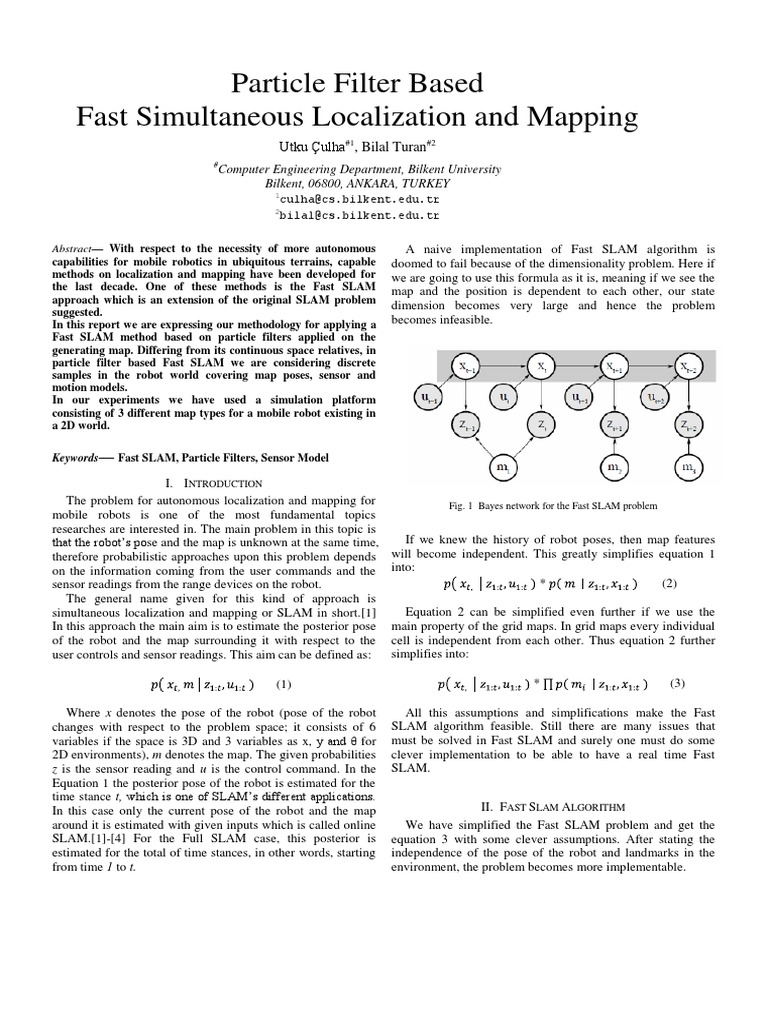 Particle Filter Based Fast Simultaneous Localization And Mapping Pdf 7139
