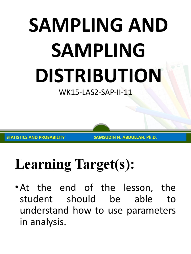 Sampling And Sampling Distribution Wk15 Las2 Sap Ii 11 Descargar Gratis Pdf Standard