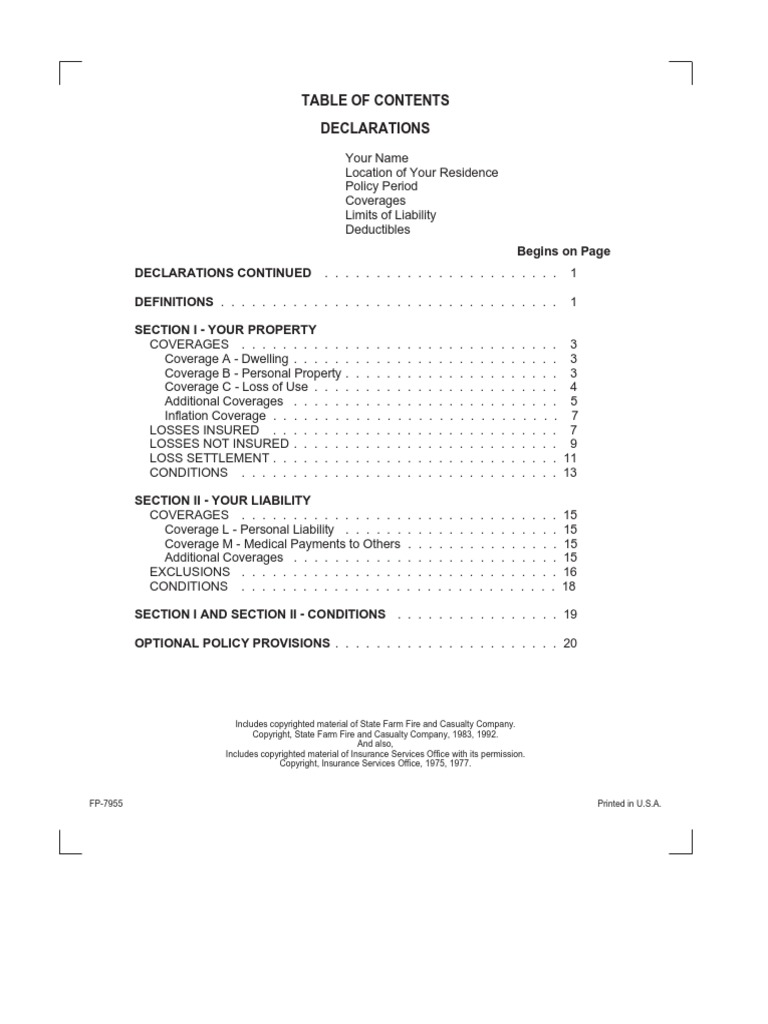 FP 7955 | PDF | Deductible | Liability Insurance
