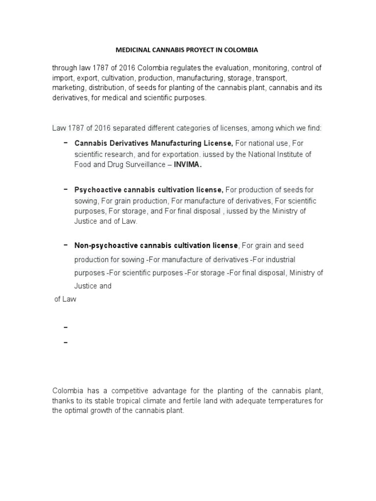 Colombia's Medicinal Cannabis Law Overview | PDF | Technology & Engineering