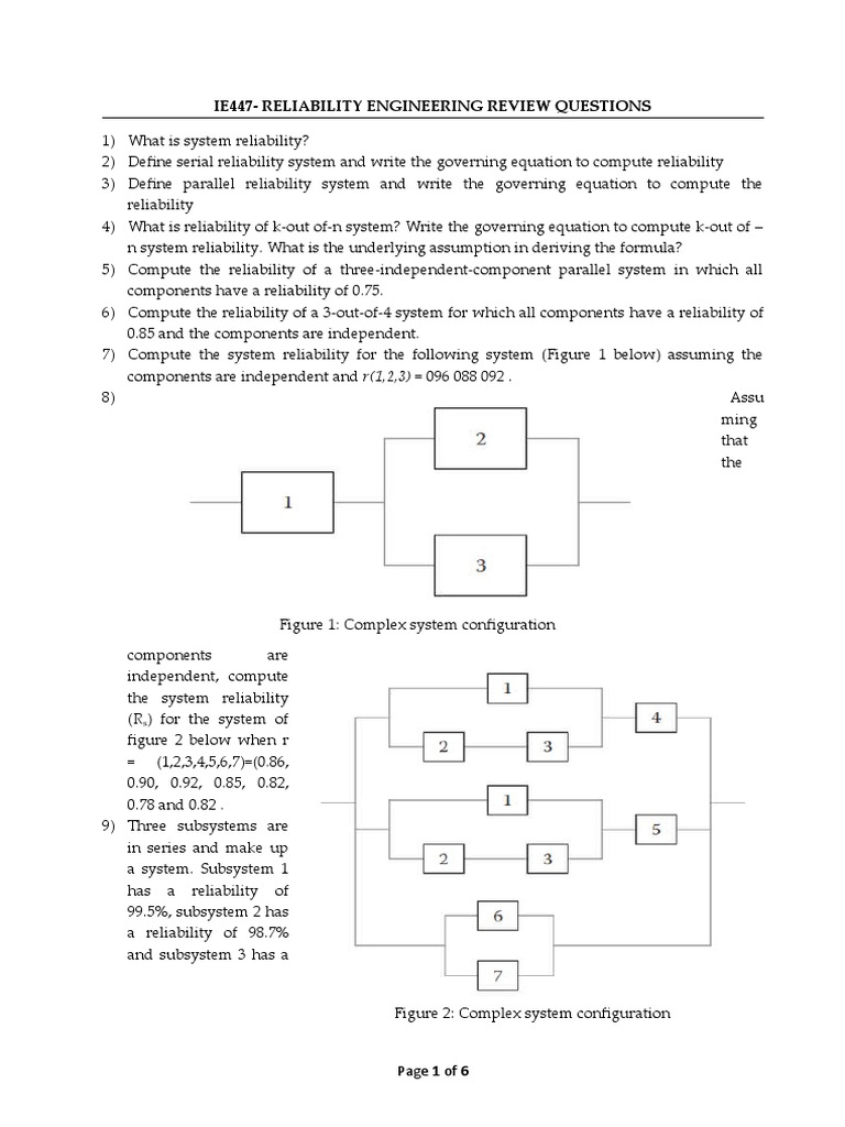 System Reliability Analysis and Formulas | PDF | Reliability ...