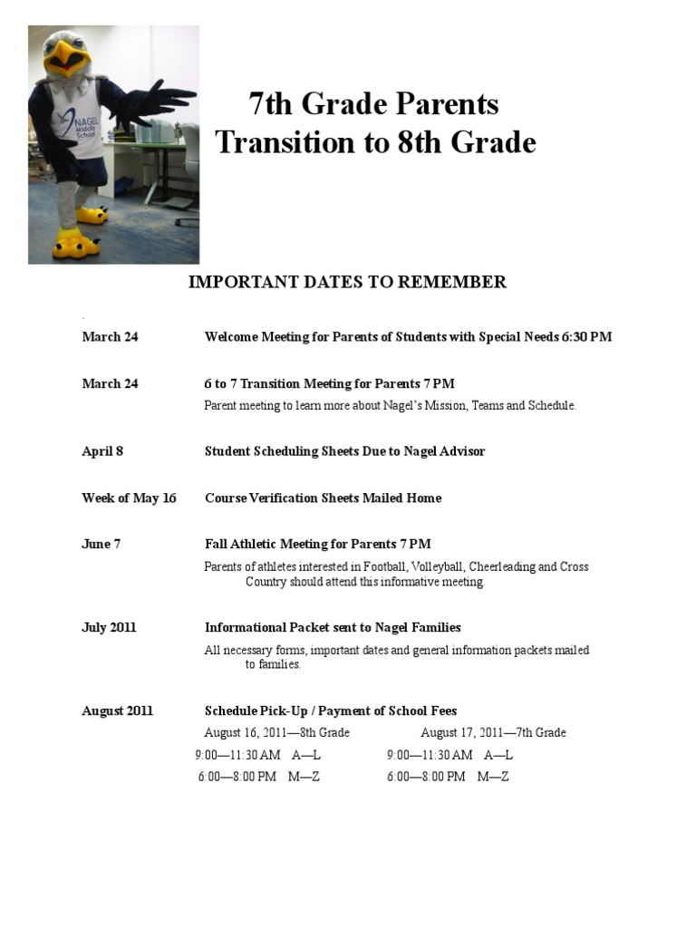 7th Grade Transition to 8th Grade Guide | PDF