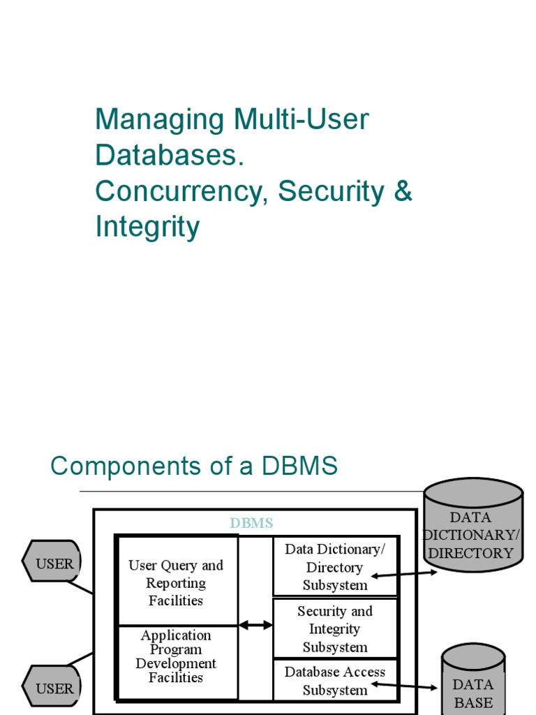 Managing Multi User Databases Concurrency Security And Integrity Pdf Databases Database