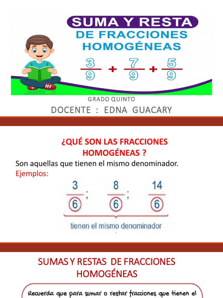 Suma y Resta de Fracciones Homogéneas | PDF