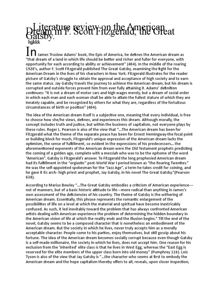 Literature Review On The American Dream | PDF | The Great Gatsby ...