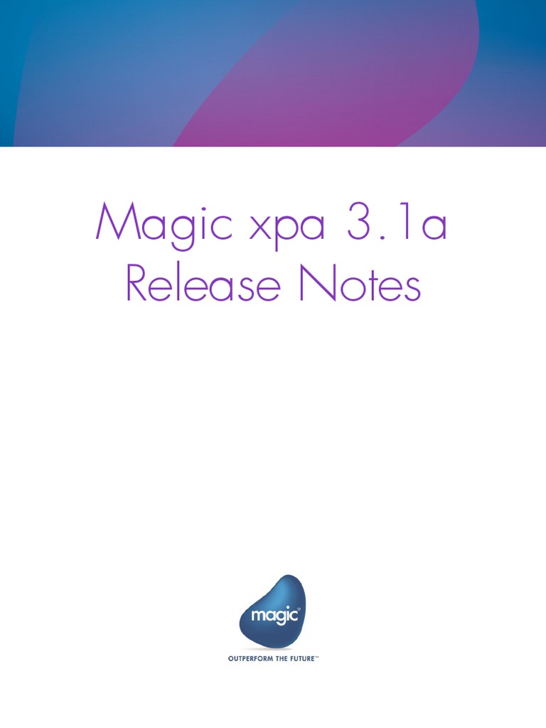 Magic Xpa 3.1a Release Notes | PDF | Ios | Databases