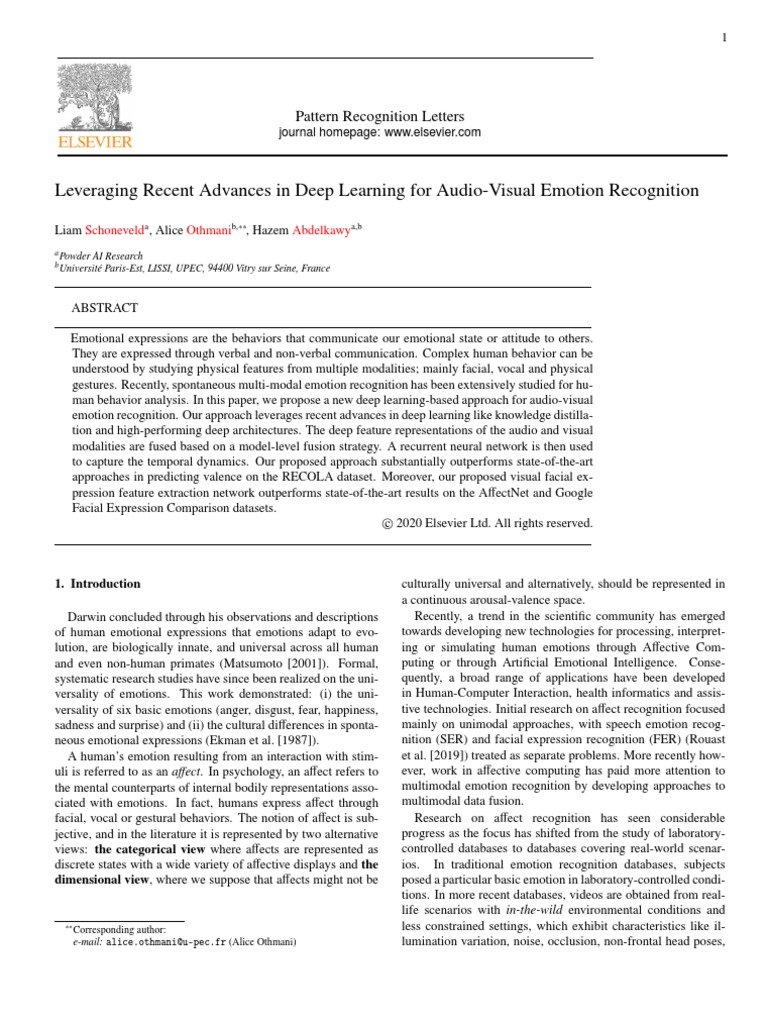 Leveraging Recent Advances in Deep Learning For Audio-Visual Emotion ...