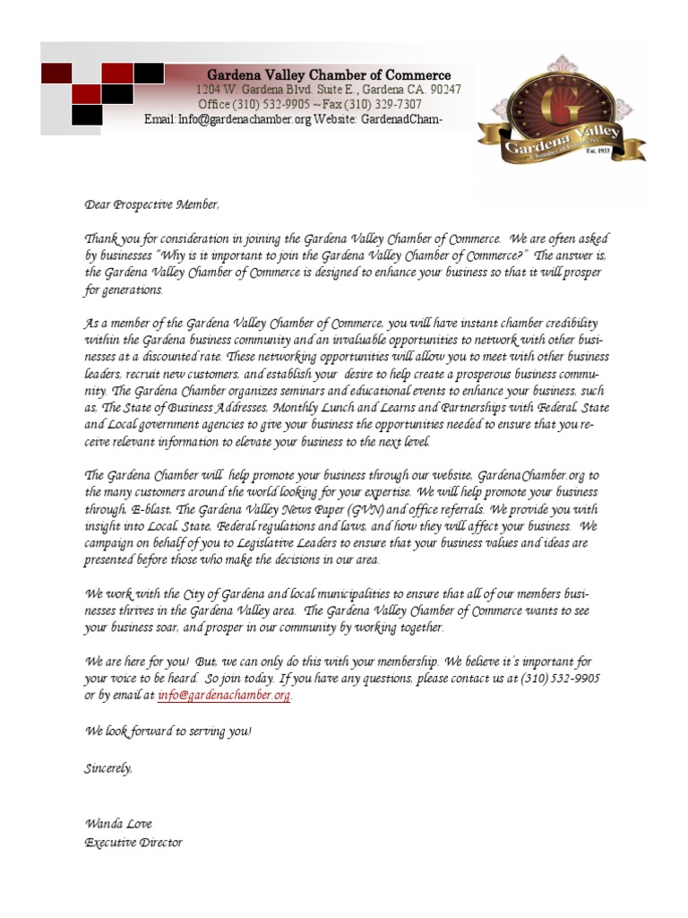 Prospective Member Letter | PDF | Chamber Of Commerce | Public Sphere