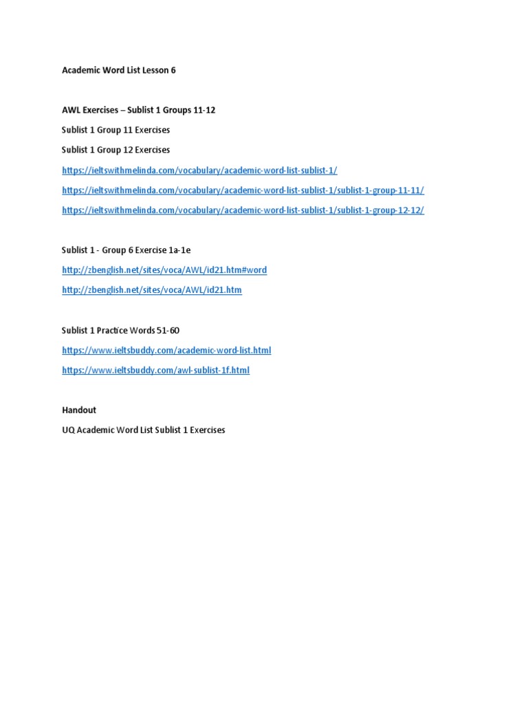 Academic Word List Lesson 6 | PDF