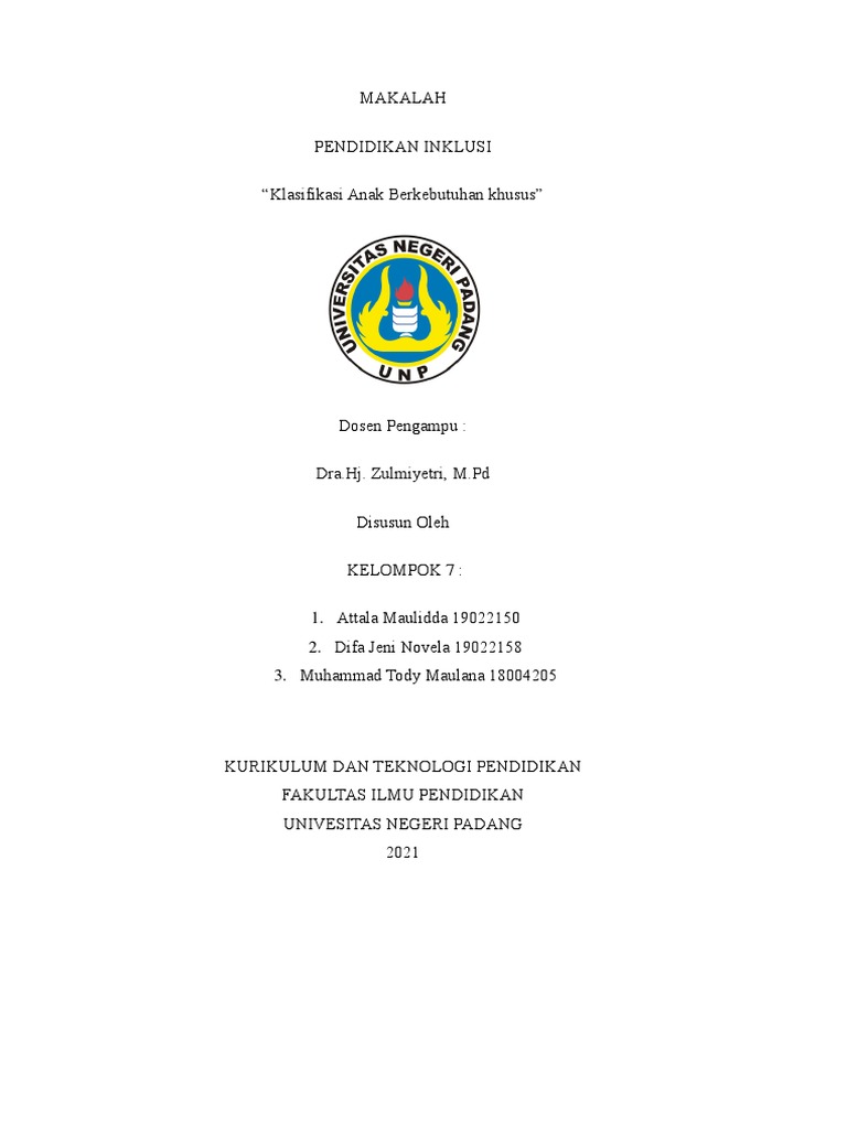 Makalah Kelompok 7 Inklusi | PDF Makalah Kelompok 7 Inklusi | PDF