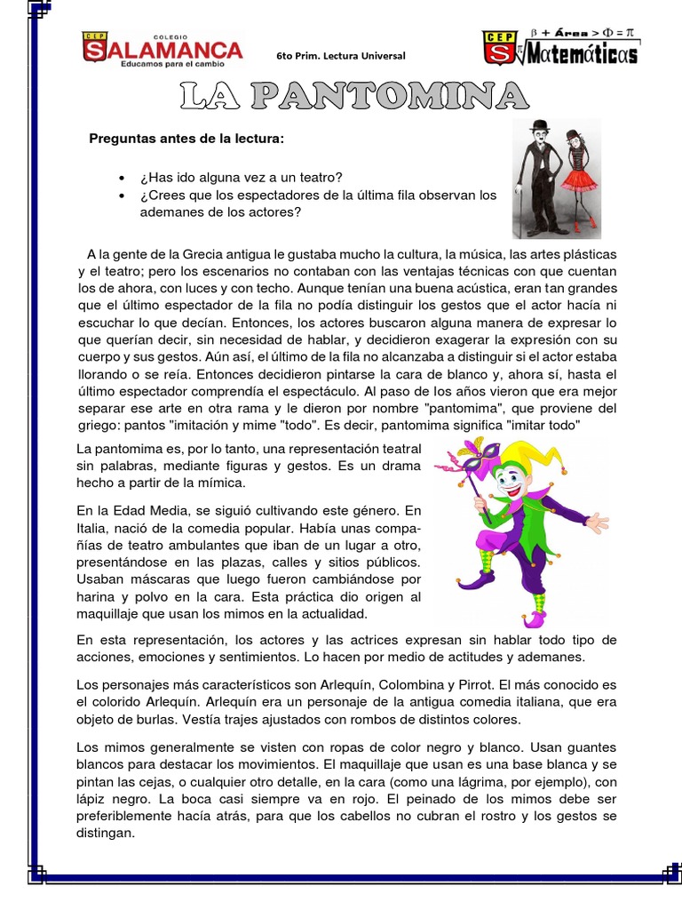 Lectura 2 - La Pantomina | Descargar gratis PDF | Teatro ...