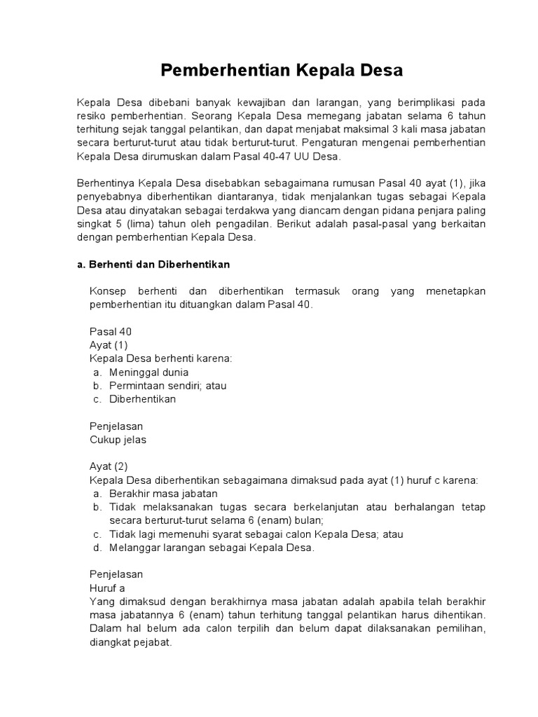 Pemberhentian Kades | PDF