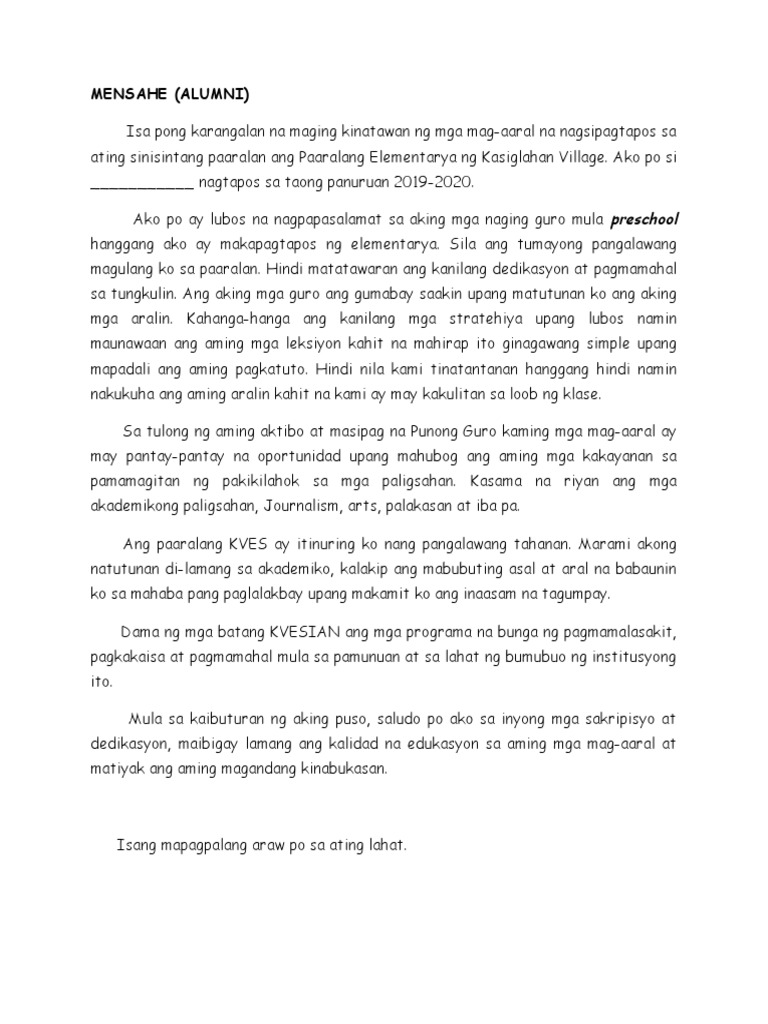 MENSAHE Alumni | PDF