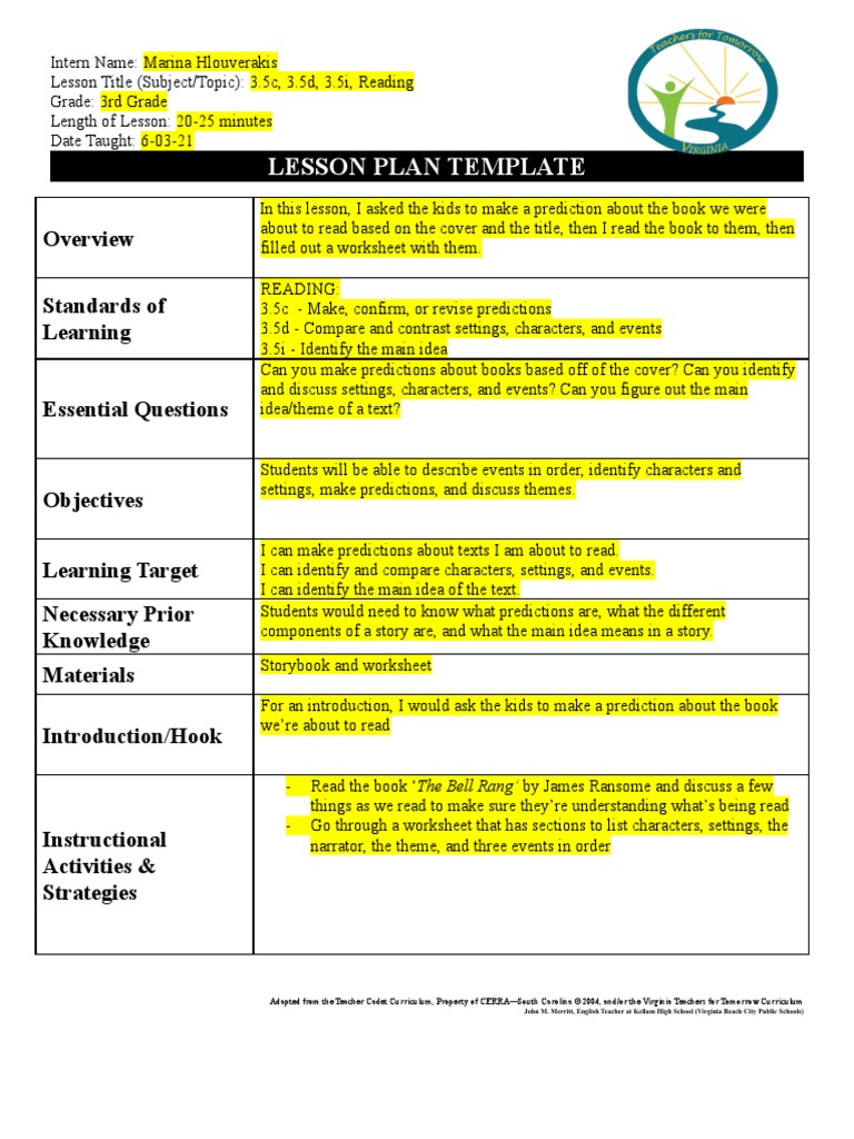 Internship Lesson Plan | PDF | Worksheet | Lesson Plan
