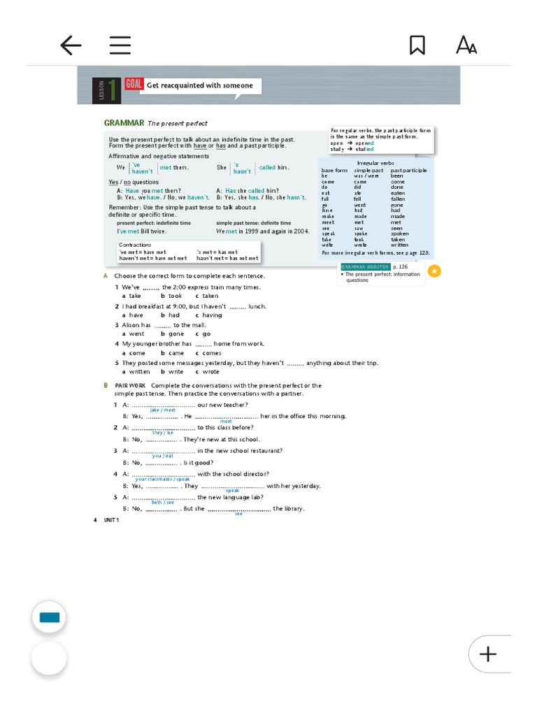 Grammar: Get Reacquainted With Someone | PDF | Grammatical Tense ...