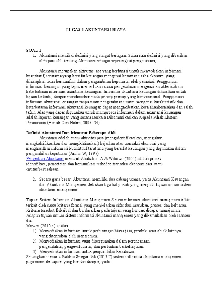 Tugas 1 Akuntansi Biaya Ekma4315.39 030997596 Alfantyaji Rachman | PDF Tugas 1 Akuntansi Biaya Ekma4315.39 030997596 Alfantyaji Rachman | PDF