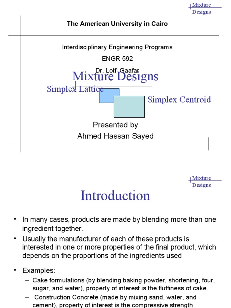 Mixture Designs: Simplex Lattice Simplex Centroid | PDF | Errors And ...