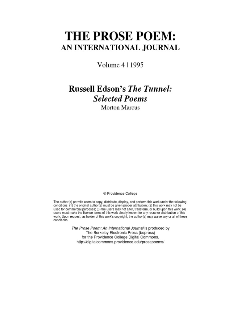 Russell Edsons - em - The Tunnel - Selected Poems - em | PDF | Poetry ...
