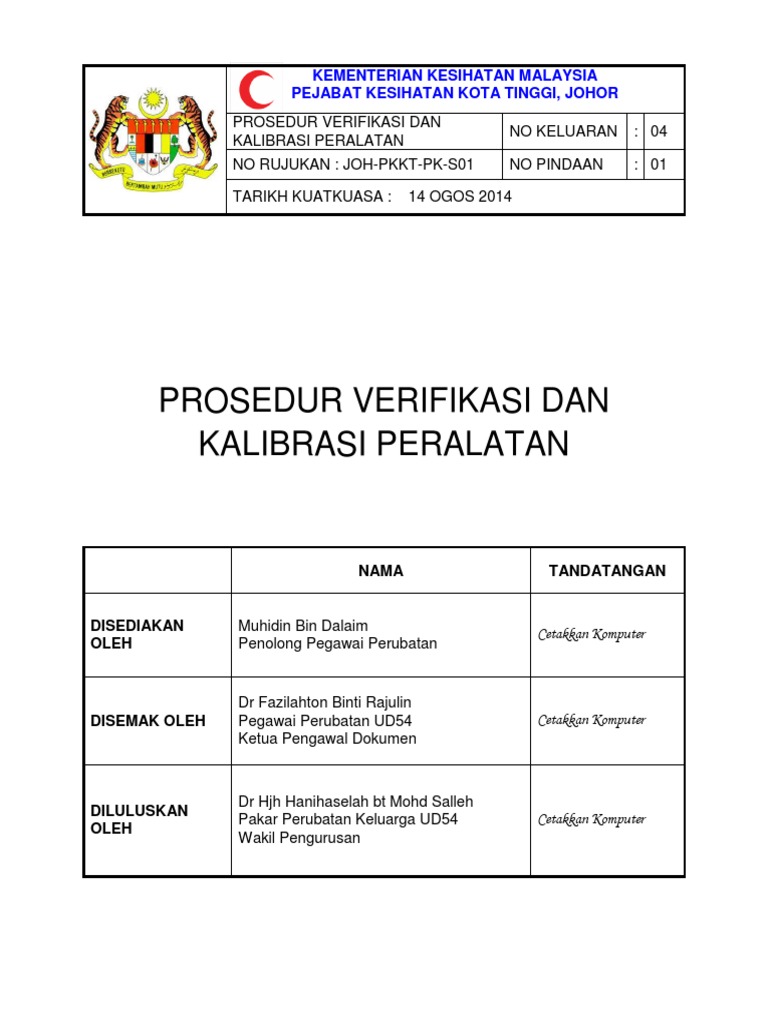 Prosedur Kalibrasi dan Verifikasi Alat | PDF
