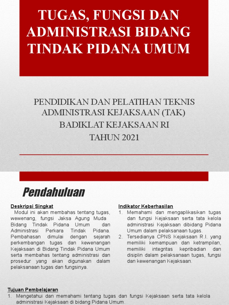 Modul Tusi Dan Administrasi Pidum Diklat Tak 2021 Ok | PDF