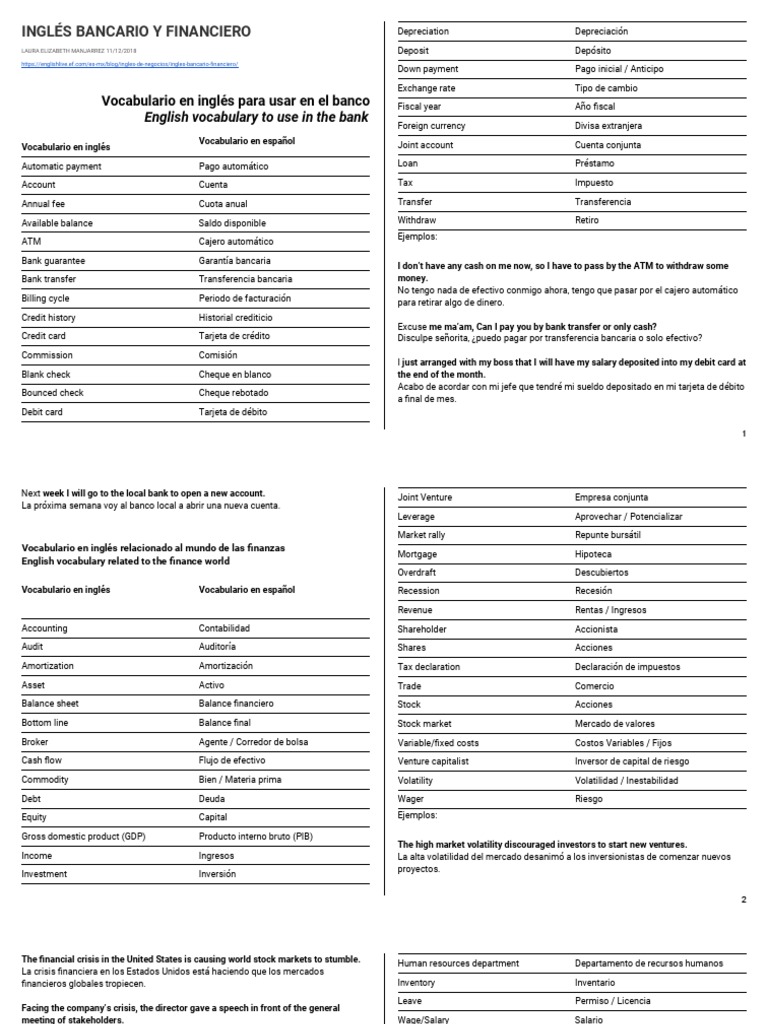 Inglés Bancario y Financiero | PDF | Bancos | Servicios financieros