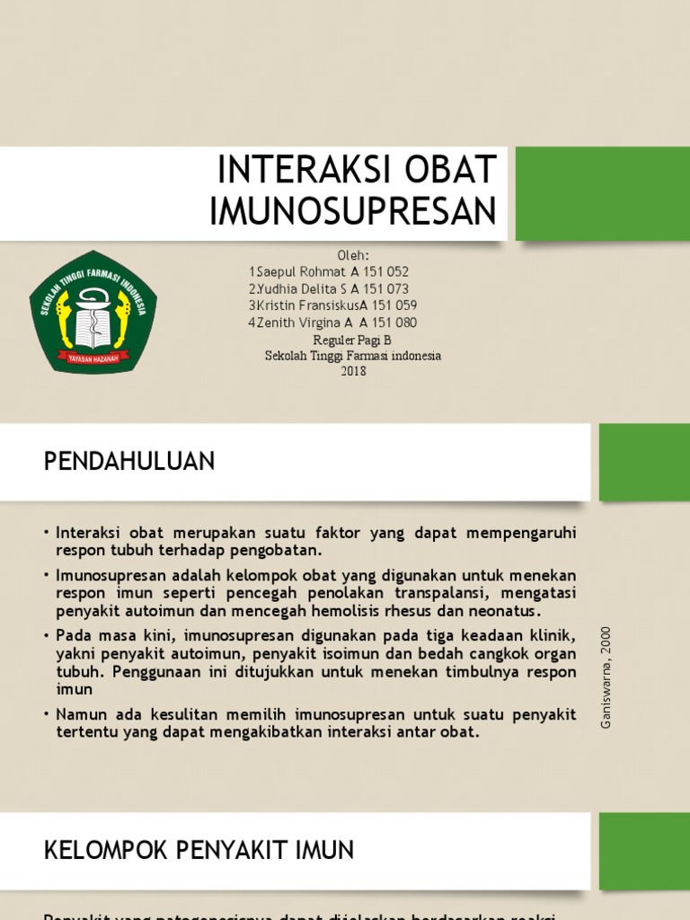 Interaksi Obat-Obat Imunosupresan | PDF