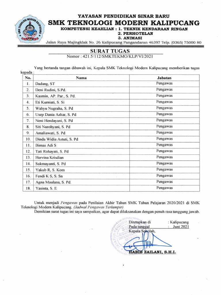 Surat Tugas Panitia | PDF