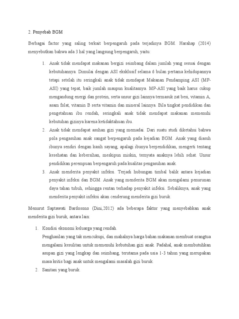 Penyebab BGM Pada Kekurangan Gizi | PDF
