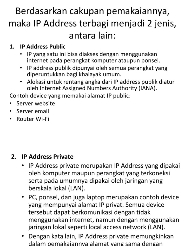 IP Address Public Dan Privat | PDF | Griya & Taman | Komputer