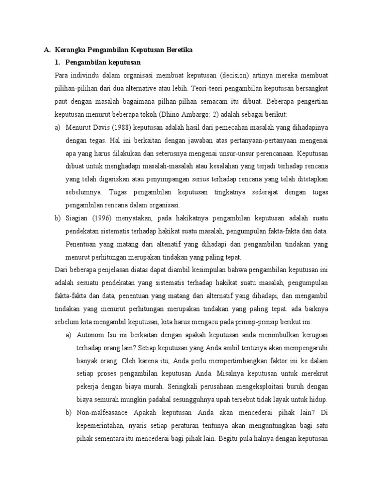 Kerangka Pengambilan Keputusan Beretika Pdf