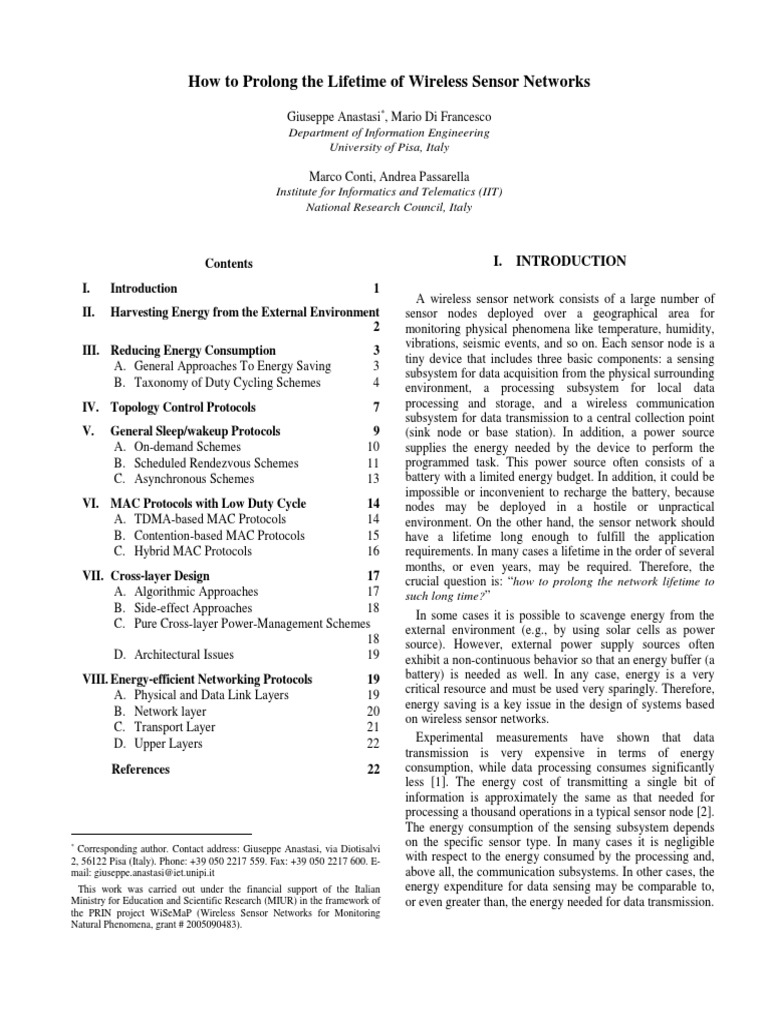 How To Prolong The Lifetime of Wireless Sensor Networks | PDF | Wireless Sensor Network ...