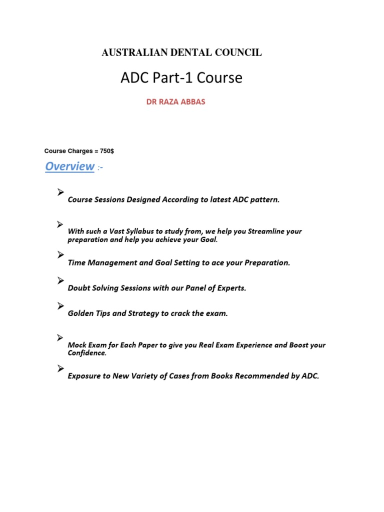 ADC Part-1 Course: Australian Dental Council | Download Free PDF | Communication | Human Nature