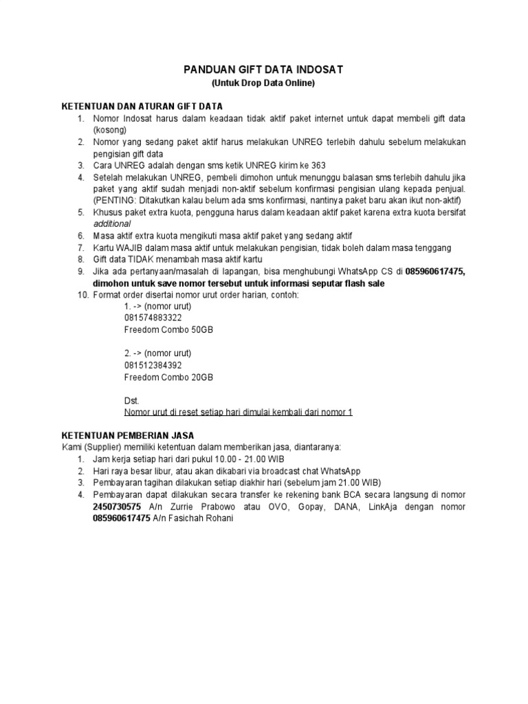 Panduan Gift Data Indosat Reseller Online - 2 | PDF