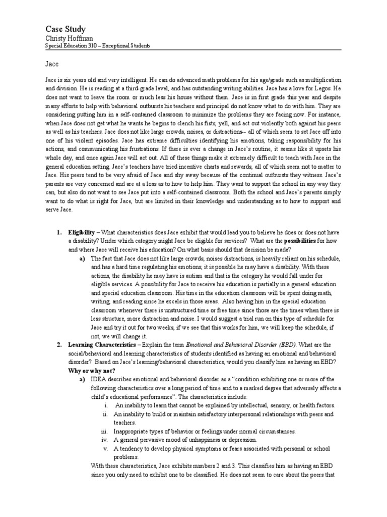 Case Study Portfolio | PDF | Special Education | Applied Psychology