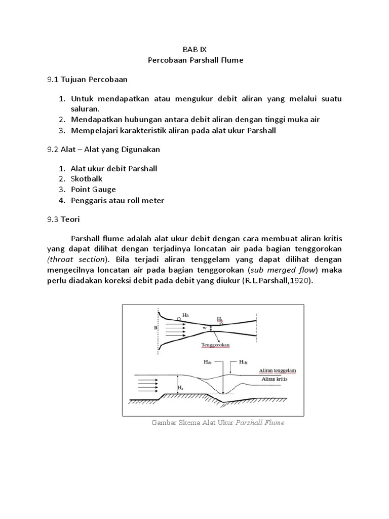 Parshall Flume | PDF | Metode & Bahan Ajar | Griya & Taman