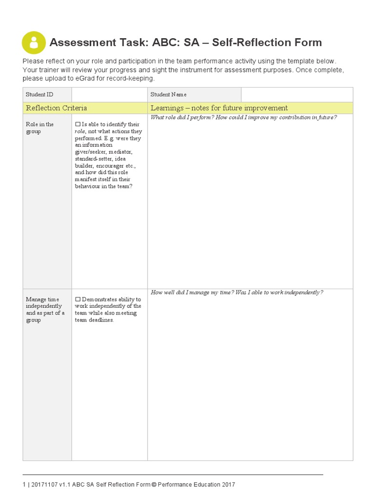 ABCSA Simulation Activity Self Reflection Template | PDF | Simulation ...