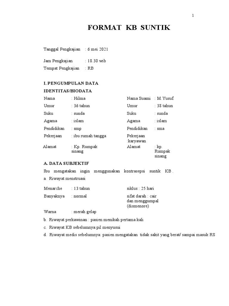 Format KB Suntik 3 Bulan | PDF | Kesehatan Holistik