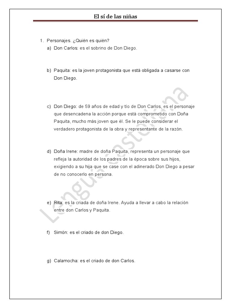 EL SI DE LAS NIÑAS-preguntas-y-respuestas | PDF