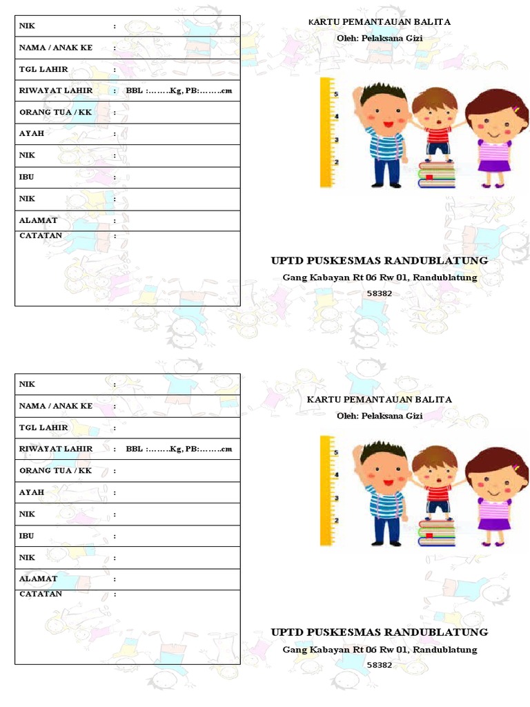 Kartu Pemantauan Balita Edit | PDF