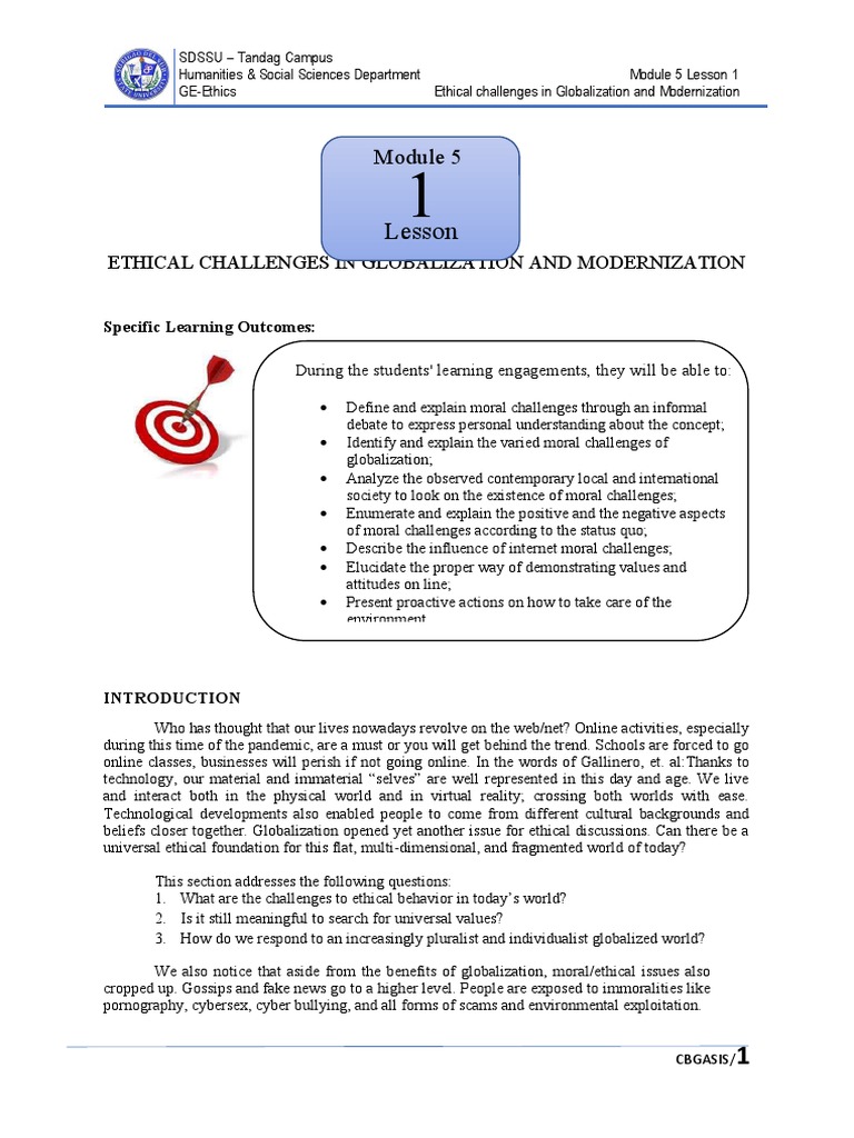 10th Globalization And Ethical Challenges M5l1 Pdf Morality