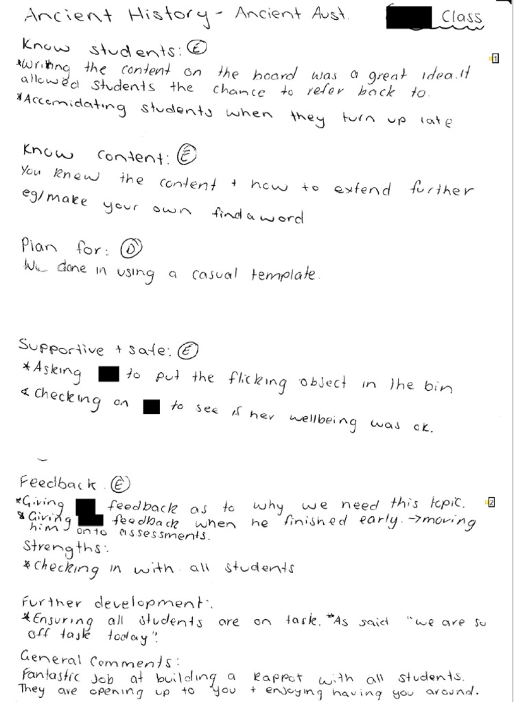 Annotated Ancient History Lesson Feedback s2 Redacted | PDF | Career ...