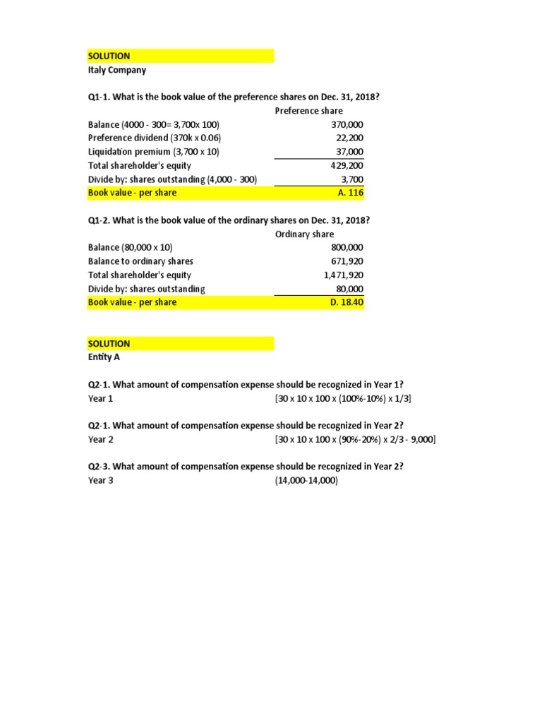 Shareholders Equity - Assignment | PDF