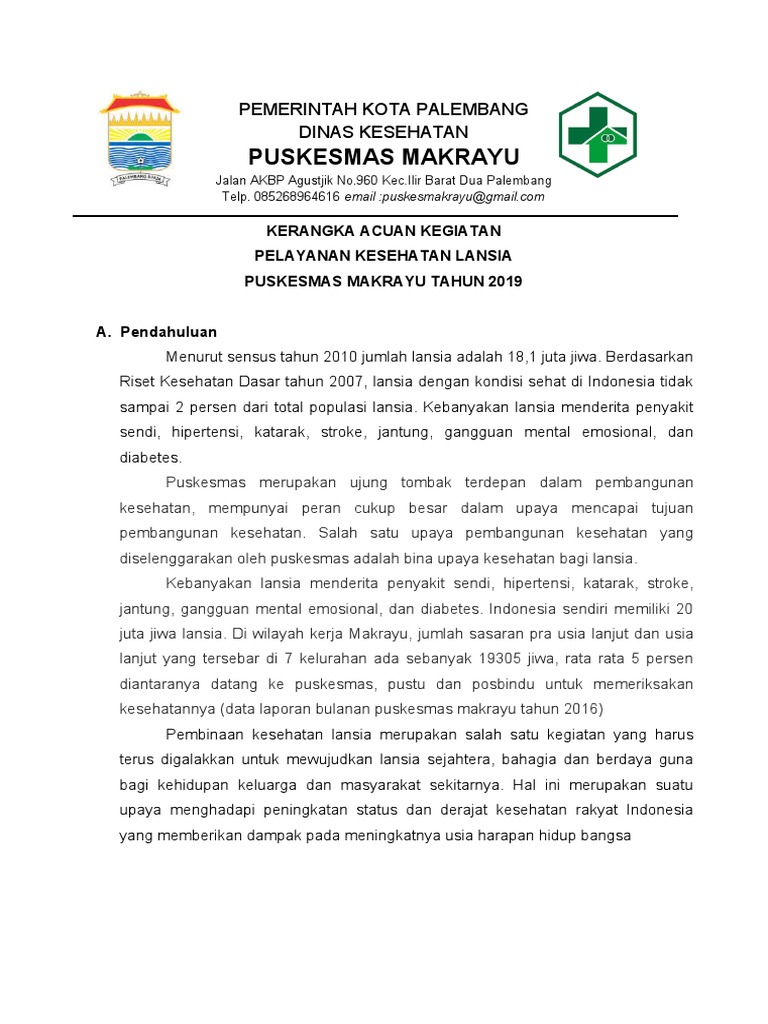 KAK Poli Lansia 2019 | PDF | Pengembangan Diri | Kesehatan Holistik