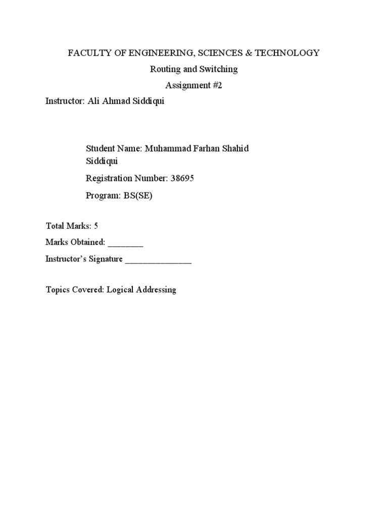Routing & Switching Assignment 2 | PDF | Wide Area Network | Ip Address