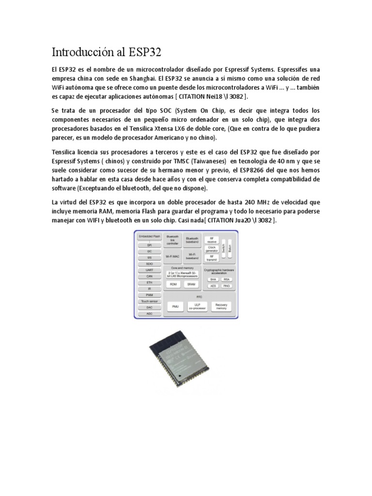 Introducción Al ESP32 | PDF | Sistema en un chip | Unidad Central de ...