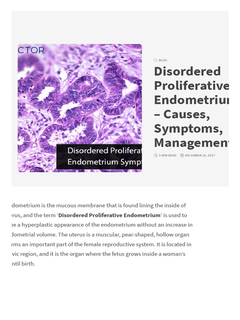 Disordered Proliferative Endometrium Guide | PDF | Menstrual Cycle ...