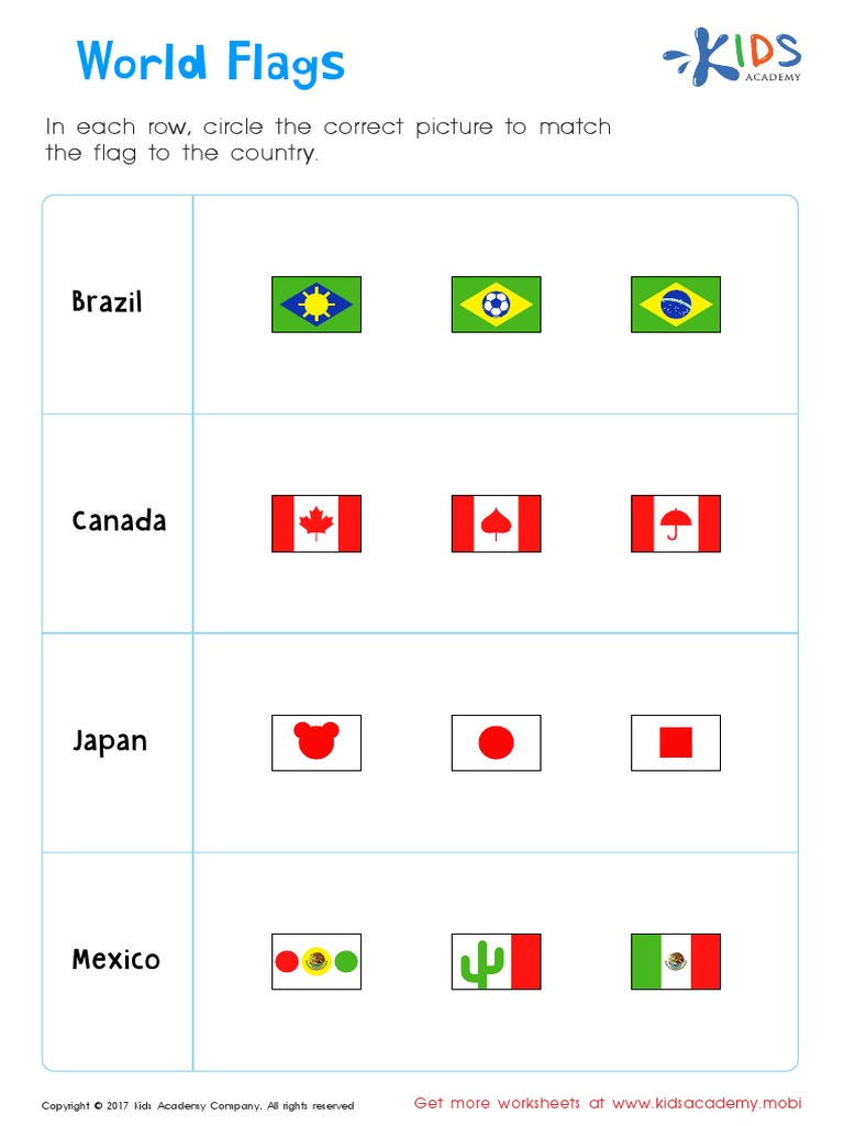 Kindergarten World Flags Printable | PDF