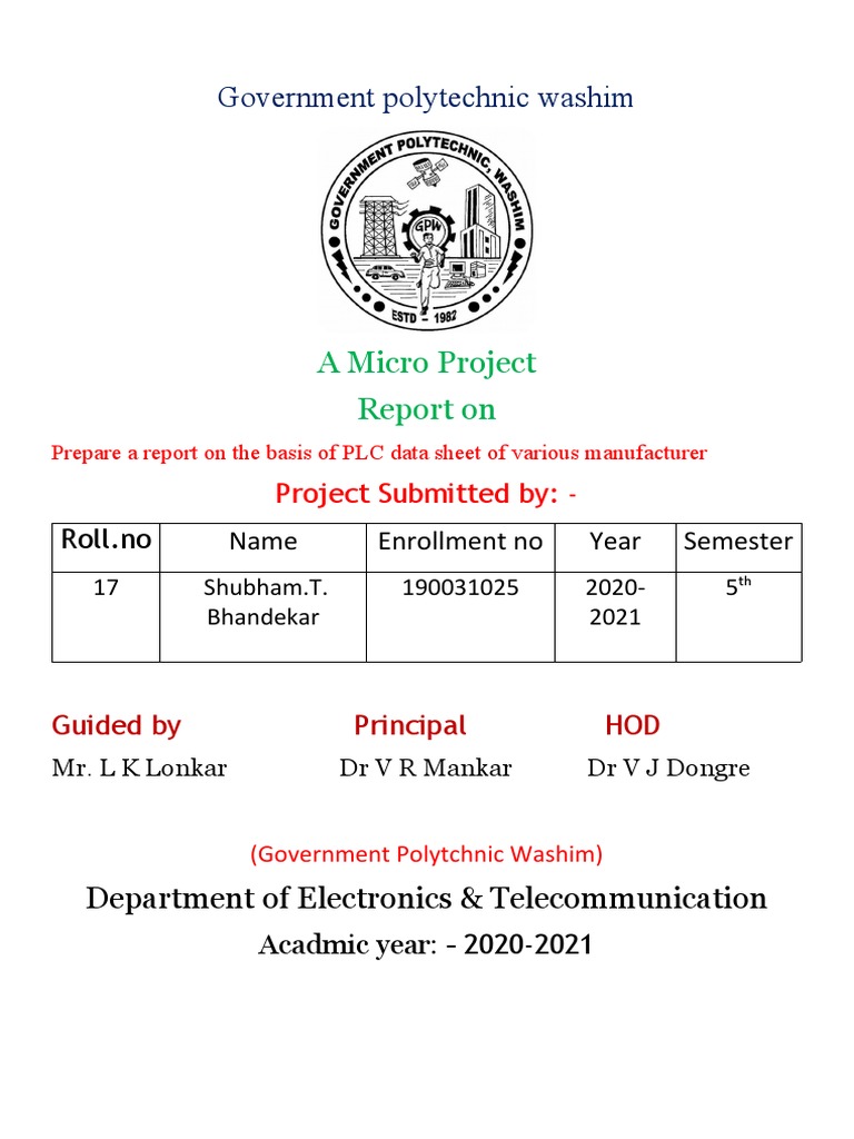 Control System Microproject Pdf Programmable Logic Controller Computer Engineering 