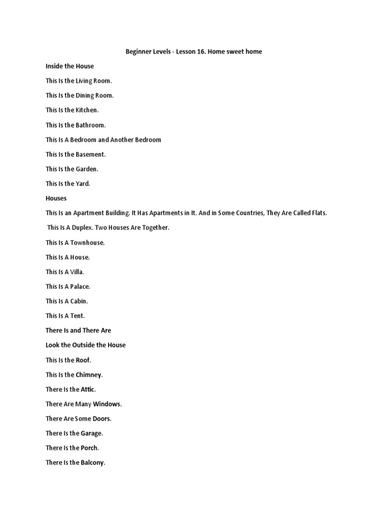 Home and Furniture Vocabulary Lesson | PDF | Bedroom | Home