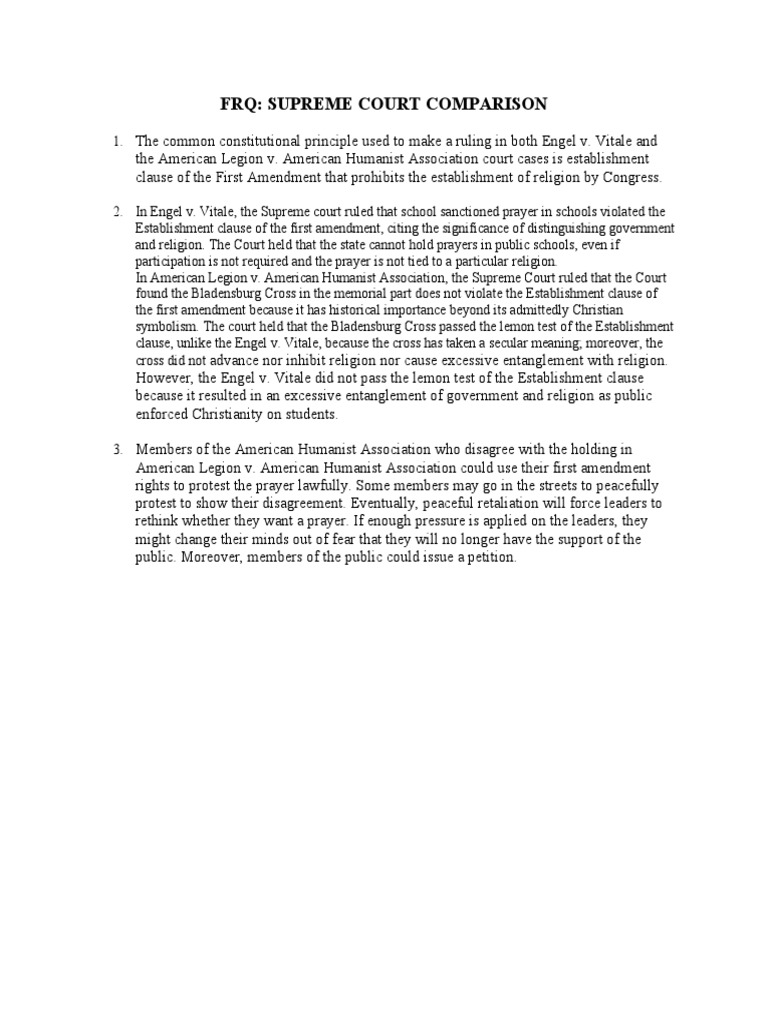 FRQ Supreme Court Comparison 3 | PDF